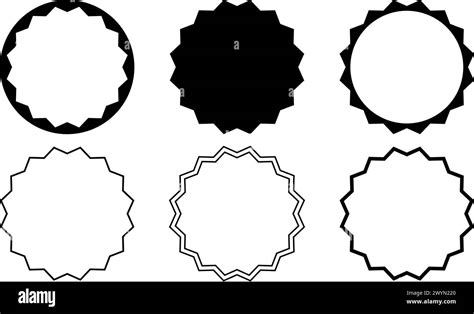 Set Of Round Frames With Wavy Edges Circle Shapes With Wiggly Borders Squiggly Vignettes Or