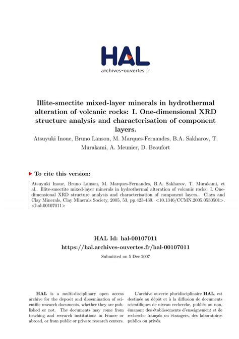 Illite Smectite Mixed Layer Minerals In Hydrothermal