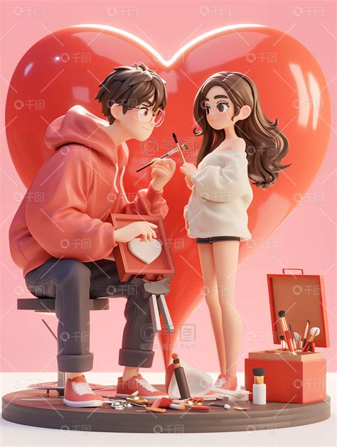 22岁ai数字艺术 22岁男孩给女友化妆夏日情侣3d插画 Ai立体元素免费下载png格式2784像素编号70796345 千图网