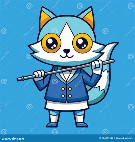 Cute Flutist Cat Cute Antropomorphic Vector Eps Stock Illustration