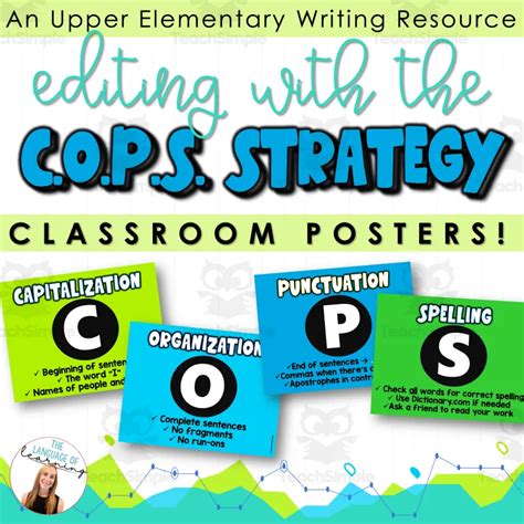 Cops Editing Strategy Class Posters For The Writing Process By Teach Simple