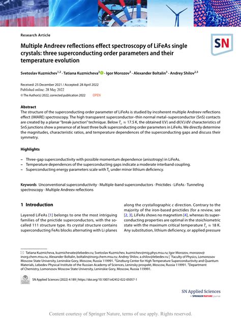 Pdf Multiple Andreev Reflections Effect Spectroscopy Of Lifeas Single Crystals Three