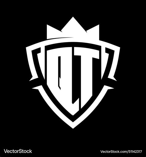 Qt Letter Monogram With Triangle Curve Shield Vector Image