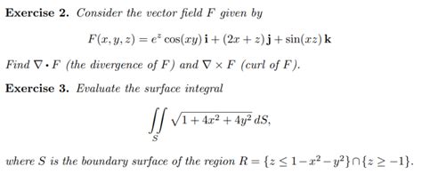 Solved Exercise Consider The Vector Field F Given By Chegg