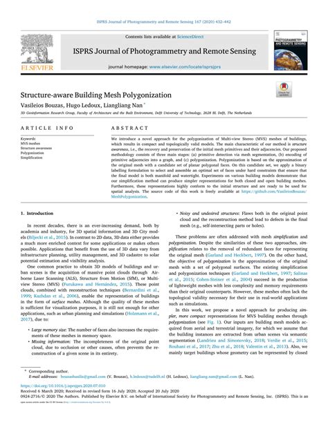 PDF Structure Aware Building Mesh Polygonization