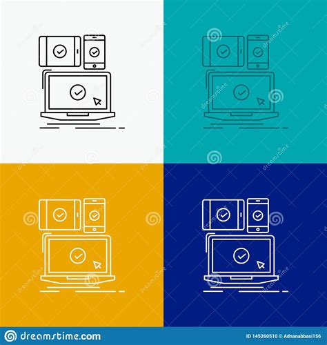 Computer Devices Mobile Responsive Technology Icon Over Various