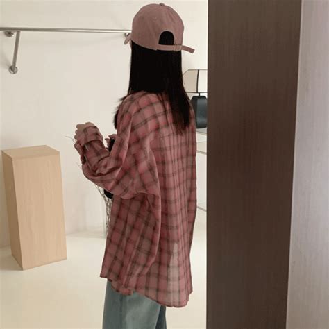 당일배송🚚데일리룩캐주얼 콧치 핑크 체크 남방 셔츠 에이블리