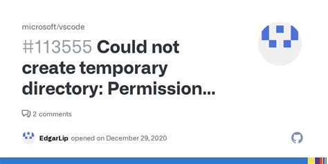Could Not Create Temporary Directory Permission Denied Issue Microsoft Vscode Github