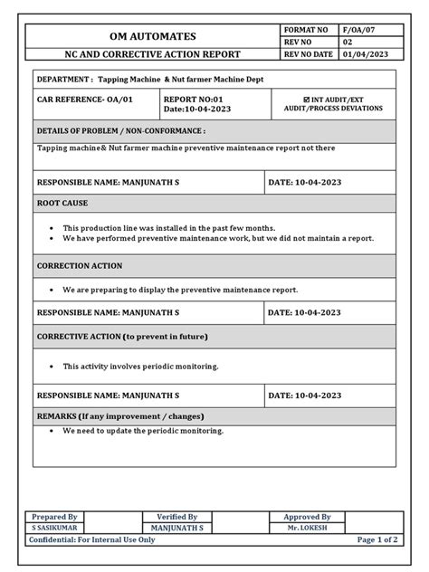 05 Corrective Action Report Pdf