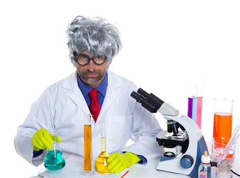 Premium Photo Nerd Crazy Scientist Man Portrait Working At Laboratory