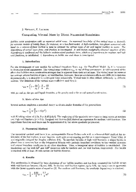 Pdf Computing Virtual Mass By Direct Numerical Simulation