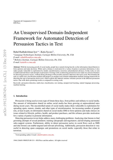 An Unsupervised Domain Independent Framework For Automated Detection Of