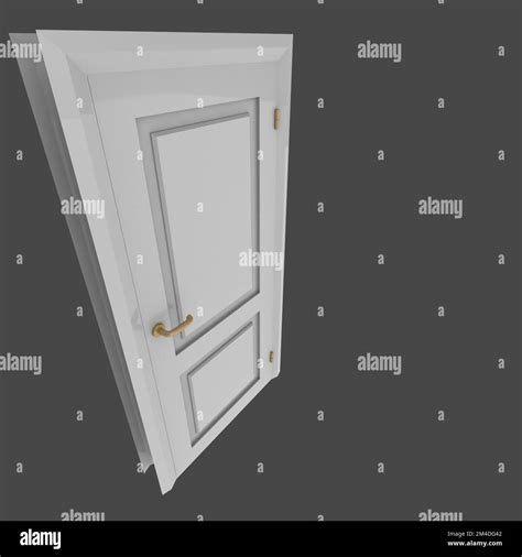white wooden interior door illustration different open set closed isolated white background