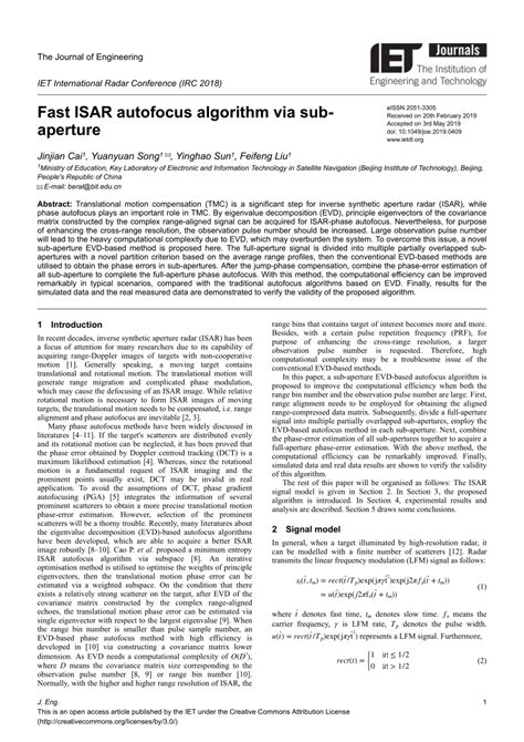 Pdf Fast Isar Autofocus Algorithm Via Sub Aperture