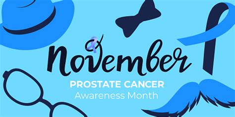 블루 11 월 전립선암 인식의 달 배너 콧수염 모자 리본 안경 남자의 건강 0명에 대한 스톡 벡터 아트 및 기타 이미지 0명 11월 개념 Istock