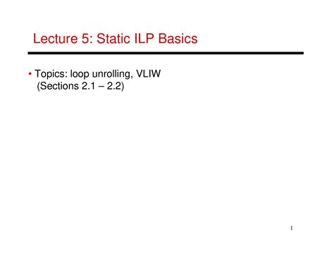 Static Ilp Basics Computer Architecture Lecture Slides Cs 6810