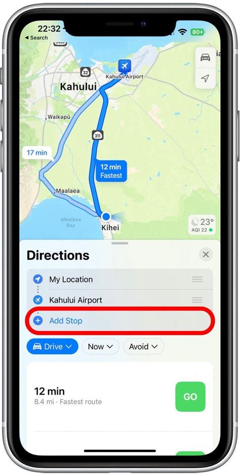 how to add multiple stops to apple maps route