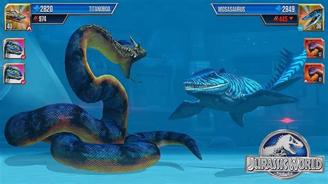 Titanoboa Vs Mosasaurus And Flying Boss Battle Aquatic Tournament Jurassic World The Game