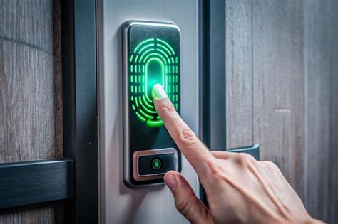 A Digital Illustration Of A Fingerprint Sensor On A Door Lock Premium Ai Generated Image