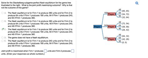 Solved Solve For The Stackelberg Subgame Perfect Nash