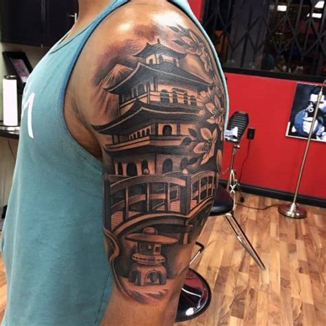 60 Pagoda Tattoo Designs For Men