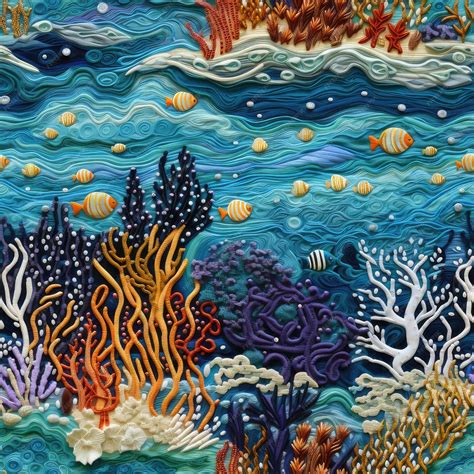 Premium Photo Seamless 3d Embroidered Effect Of A Beautiful Ocean