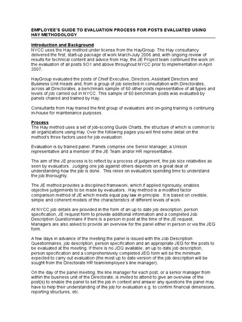 Hay Job Evaluation Methodology Pdf Thought Evaluation