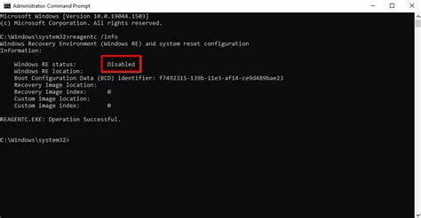 Enable Disable Windows Recovery Environment Winre