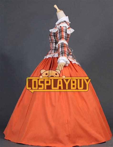 Victorian Lolita Civil War Tartan Theater Gothic Lolita Dress Orange