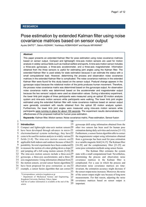 Pdf Pose Estimation By Extended Kalman Filter Using Noise Covariance