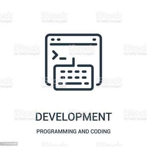 프로그래밍 및 코딩 컬렉션에서 개발 아이콘 벡터입니다 얇은 라인 개발 개요 아이콘 벡터 일러스트 레이 션입니다 0명에 대한 스톡