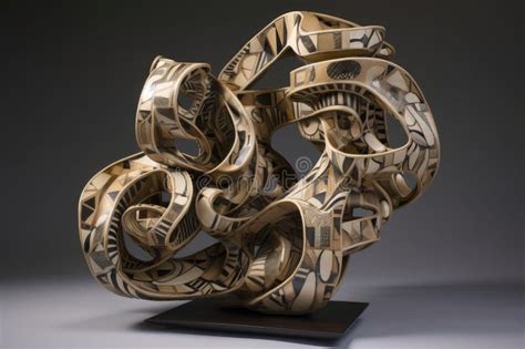 Abstract Sculpture Made Of Interlocking Shapes And Patterns With