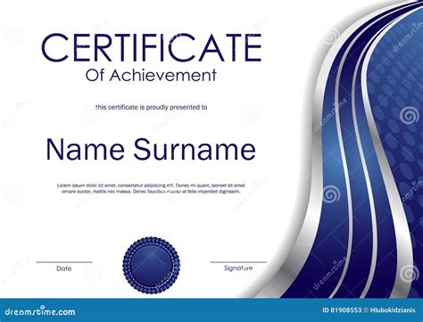 Certificate Of Achievement Template With Elegant Gold Border On Vector Illustration