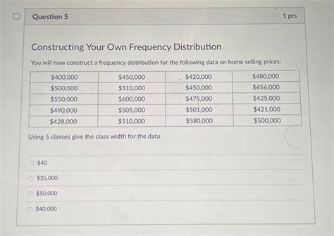 constructing your own frequency distribution you will