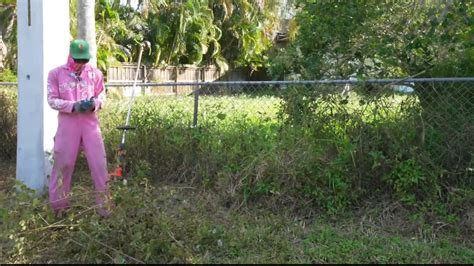 Elderly Widow Couldnt Finish Her Yard So I Helped For Free Fence Covered In Overgrown Grass