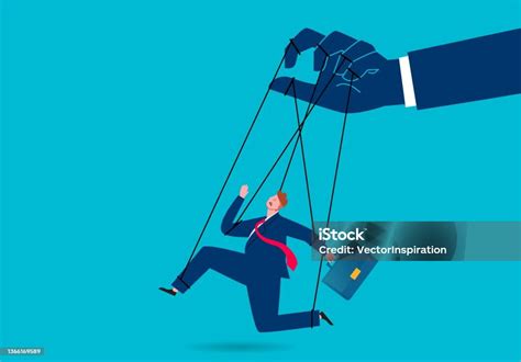 밧줄 제어 사업가와 묶여 다섯 손가락과 제거 할 수 없습니다 마리오네트에 대한 스톡 벡터 아트 및 기타 이미지 마리오네트