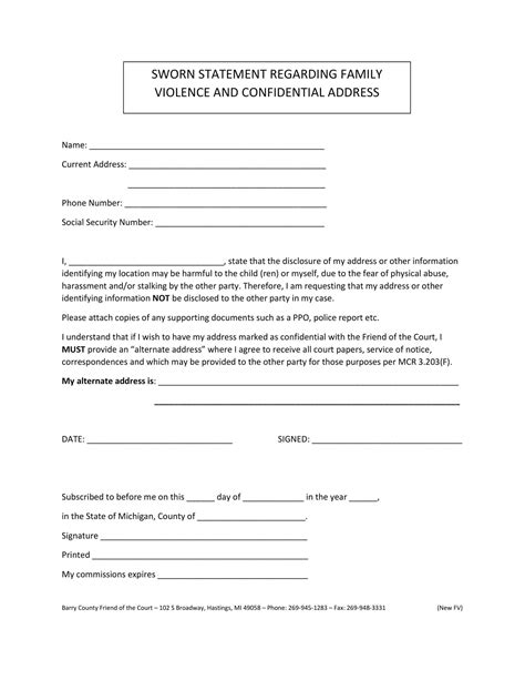 Free Printable Sworn Statement Templates Word PDF For Construction