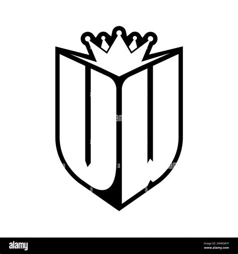 Vw Letter Bold Monogram With Shield Shape And Sharp Crown Inside Shield