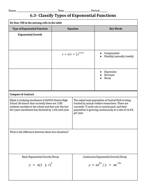 63 Cw Classify Types Of Exponential Functions Pdf Interest