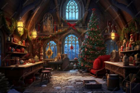 Premium Ai Image Santas Workshop Background
