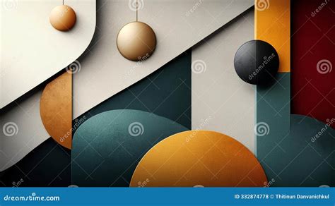 Design A Geometric Abstract Art Piece With Circular And Angular Shapes Using A Muted Palette Of