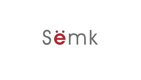 The Word Semk Is Written In Grey And Red Letters On A White Background