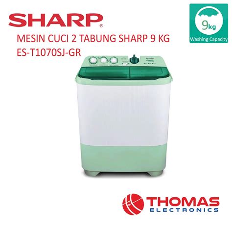 Jual Mesin Cuci 2 Tabung Sharp ES T 1070 SJ GR Kapasitas 9 KG EST1070SJ GR Garansi Resmi
