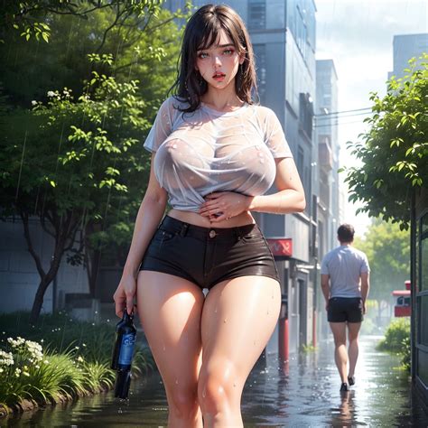 Rule 34 1boy 1girls Ai Generated Black Shorts Brown Hair Building