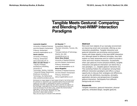 PDF Tangible Meets Gestural Comparing And Blending Post WIMP