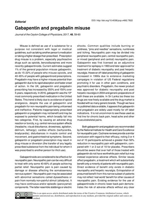 PDF Gabapentin And Pregabalin Misuse