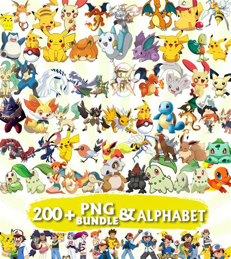 Pokemon Png Bundle 200 High Res Clipart Digital Download For T