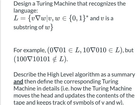 Solved Design A Turing Machine That Recognizes The Language