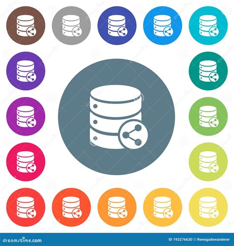 Database Table Relations Flat White Icons On Round Color Backgrounds Stock Vector Illustration