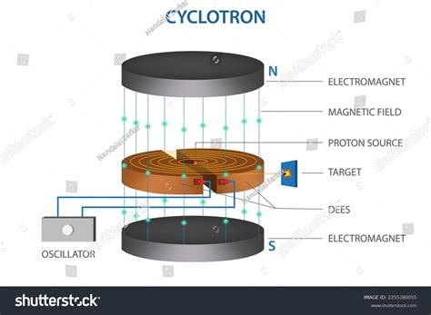 Acceleration Charged Particle Cyclotron Schematic Diagram Stock Vector Royalty Free
